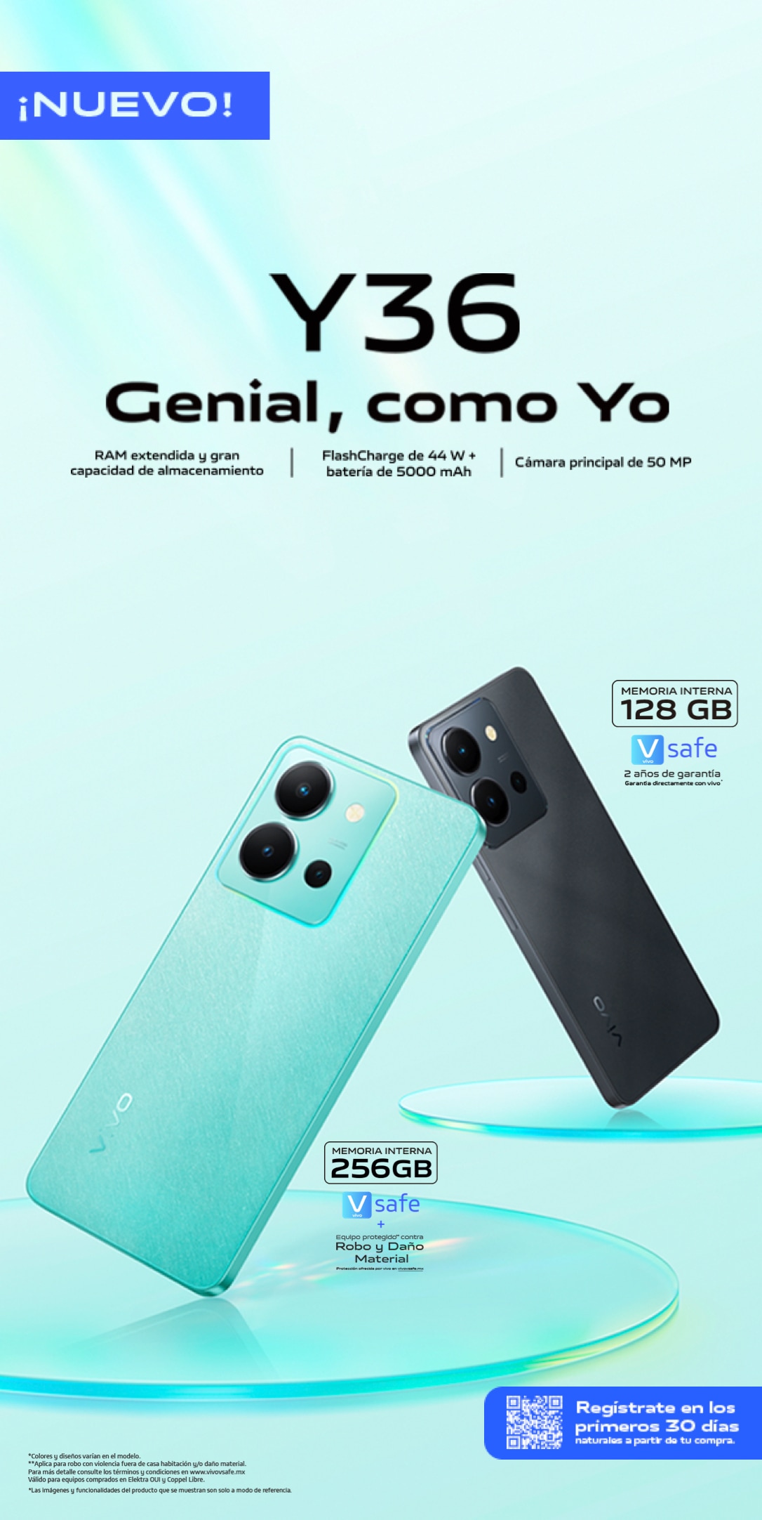 vivo Y36 | Hasta 256 GB, carga rápida de 44W, batería de 5000 mAh y cámara de 50 MP